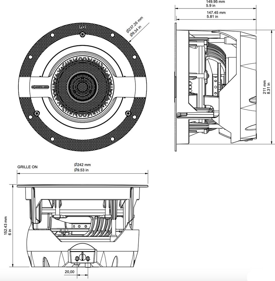 Monitor Audio C3M - Enceintes encastrables sur Son-Vidéo.com