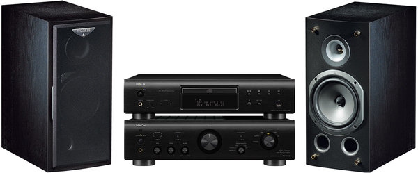 Denon PMA-710AE Noir + DCD-710AE Noir + Comete Ex Frêne noir
